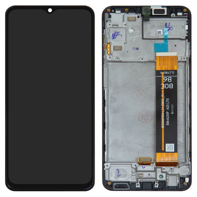 LCD compatible with Samsung A235 Galaxy A23, (black, with frame ...